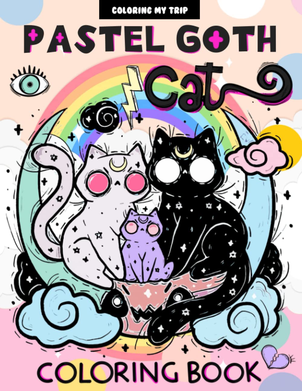 Pastel Goth Cat Coloring Book: Gothic And Satanic Kitties for Adults by ...