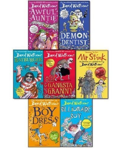 David Walliams Collection 7 Books Set Awful Auntie, Ratburger, Gansta ...