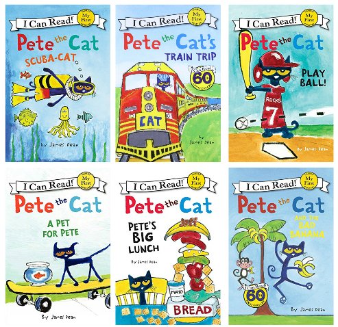 I Can Read Pete the Cat Beginning Reading Six Book Set by James Dean ...