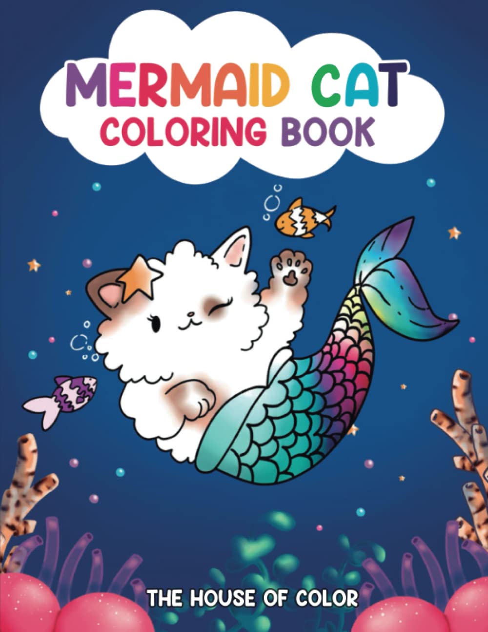 Mermaid Cat Coloring Book: Merkitties Adorable Cat Mermaid Coloring ...