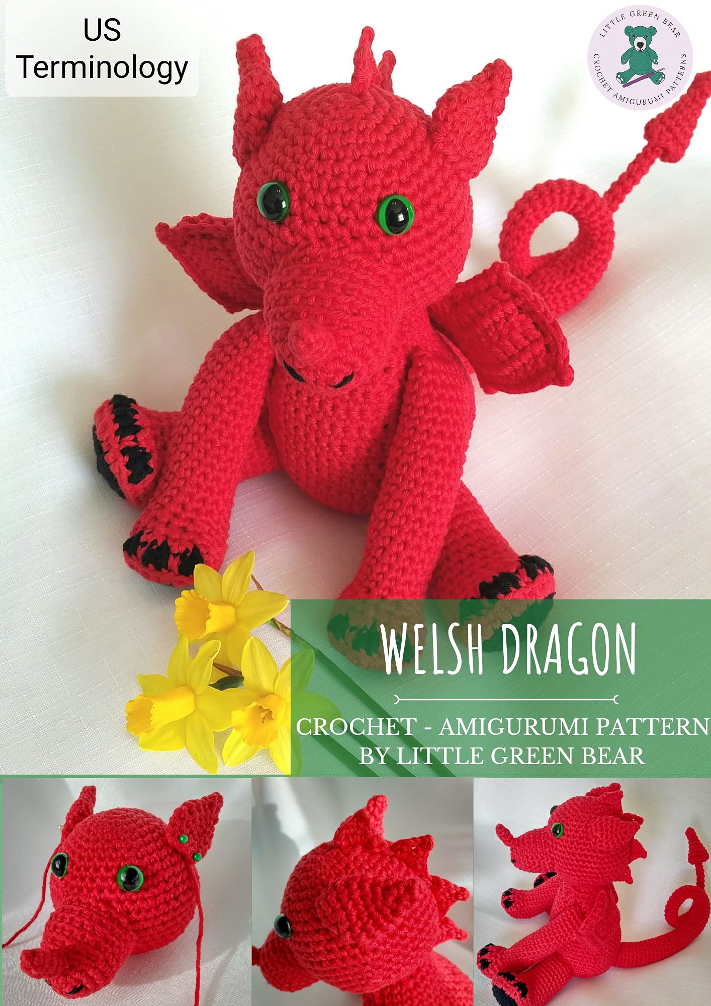 Welsh Dragon: Crochet Amigurumi Pattern US Terminology by Little Green ...