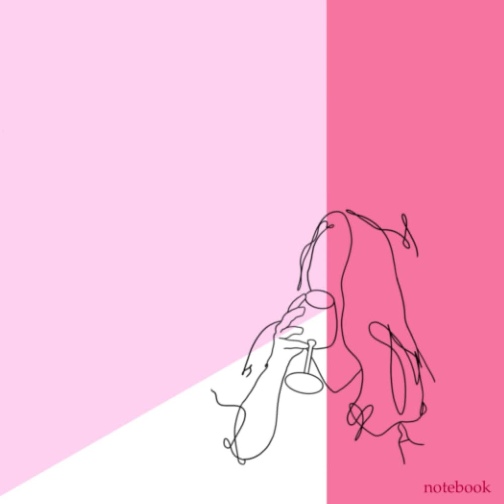 notebook: 7x7 120 lined pages, Line Art Notebook, White and Pink Cover ...