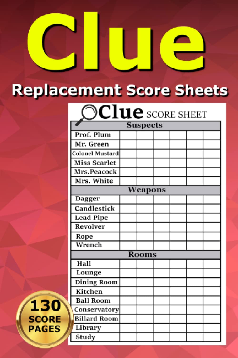 Clue Replacement Score Sheets 130 Score Sheets Refills For Retro Clue