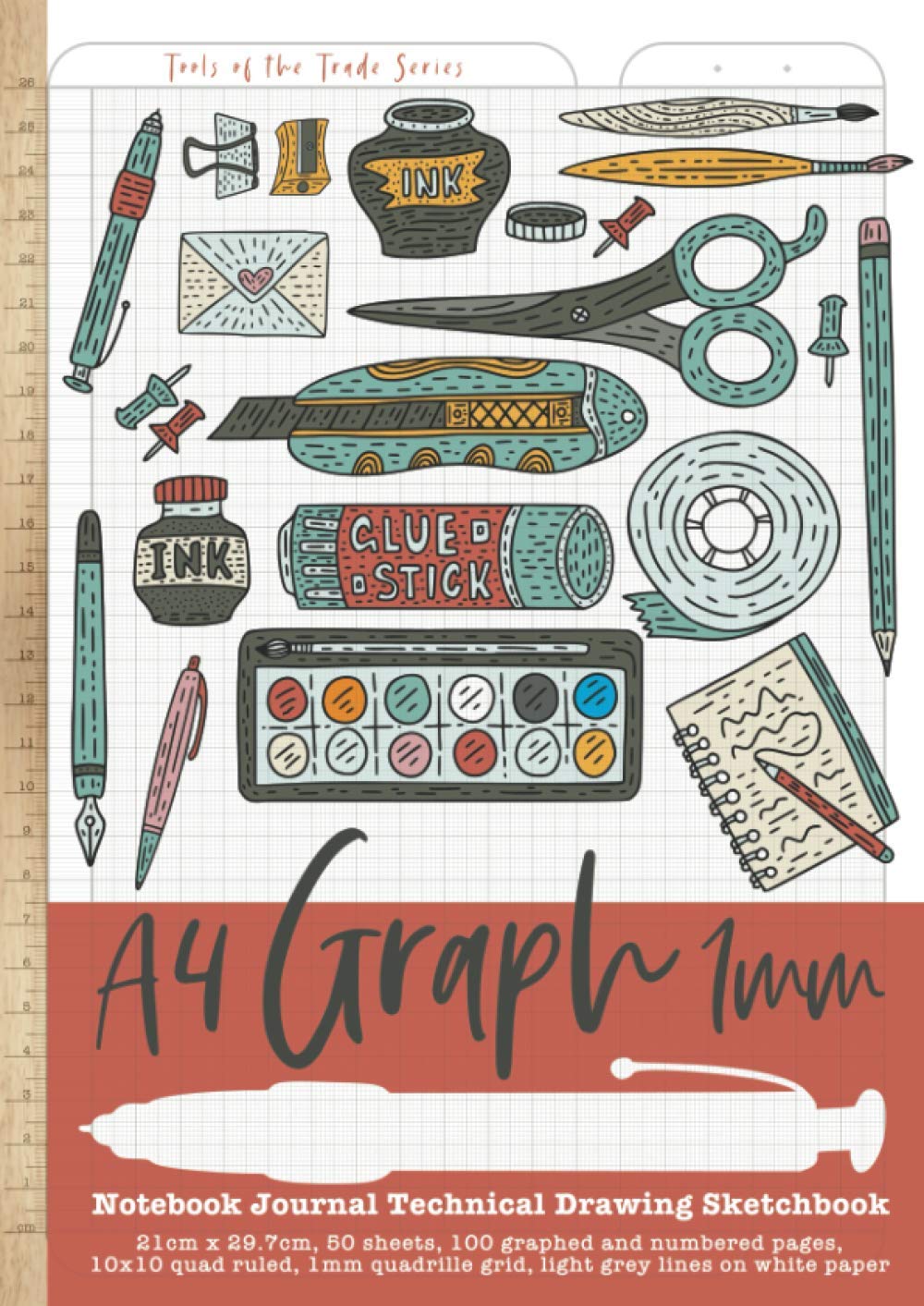 1mm Graph Paper 10x10 Quad Ruled A4 Notebook Journal Technical Drawing ...