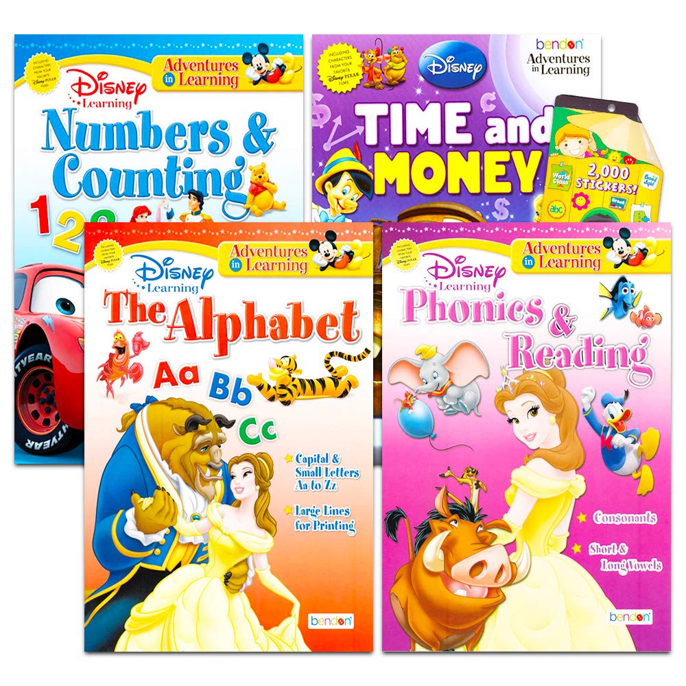 Disney Workbooks for Kids with Princess, Cars, Mickey - Bundle of 4 ...