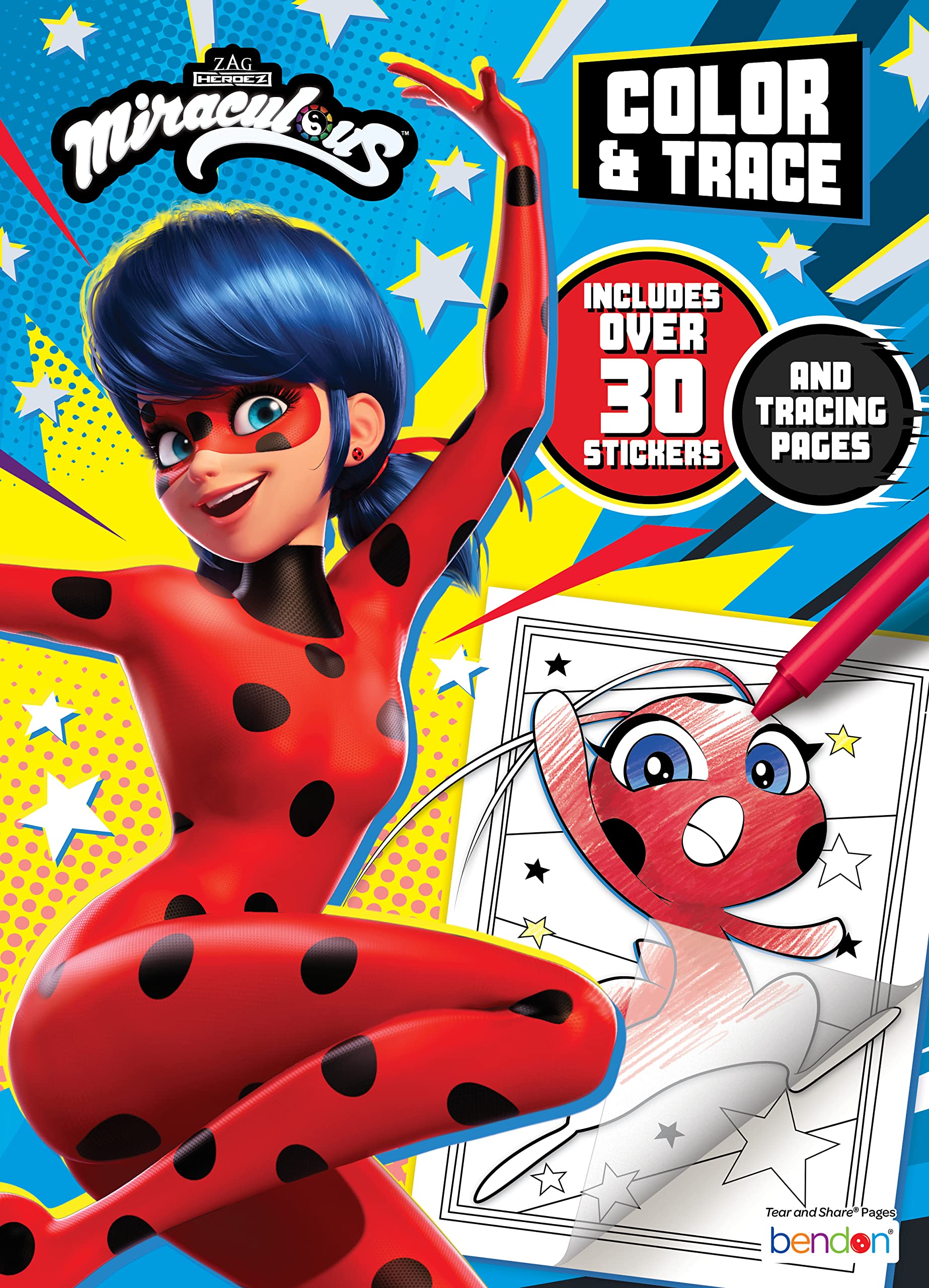Bendon Miraculous: Tales of Ladybug and Cat Noir 48 Page Color & Trace ...