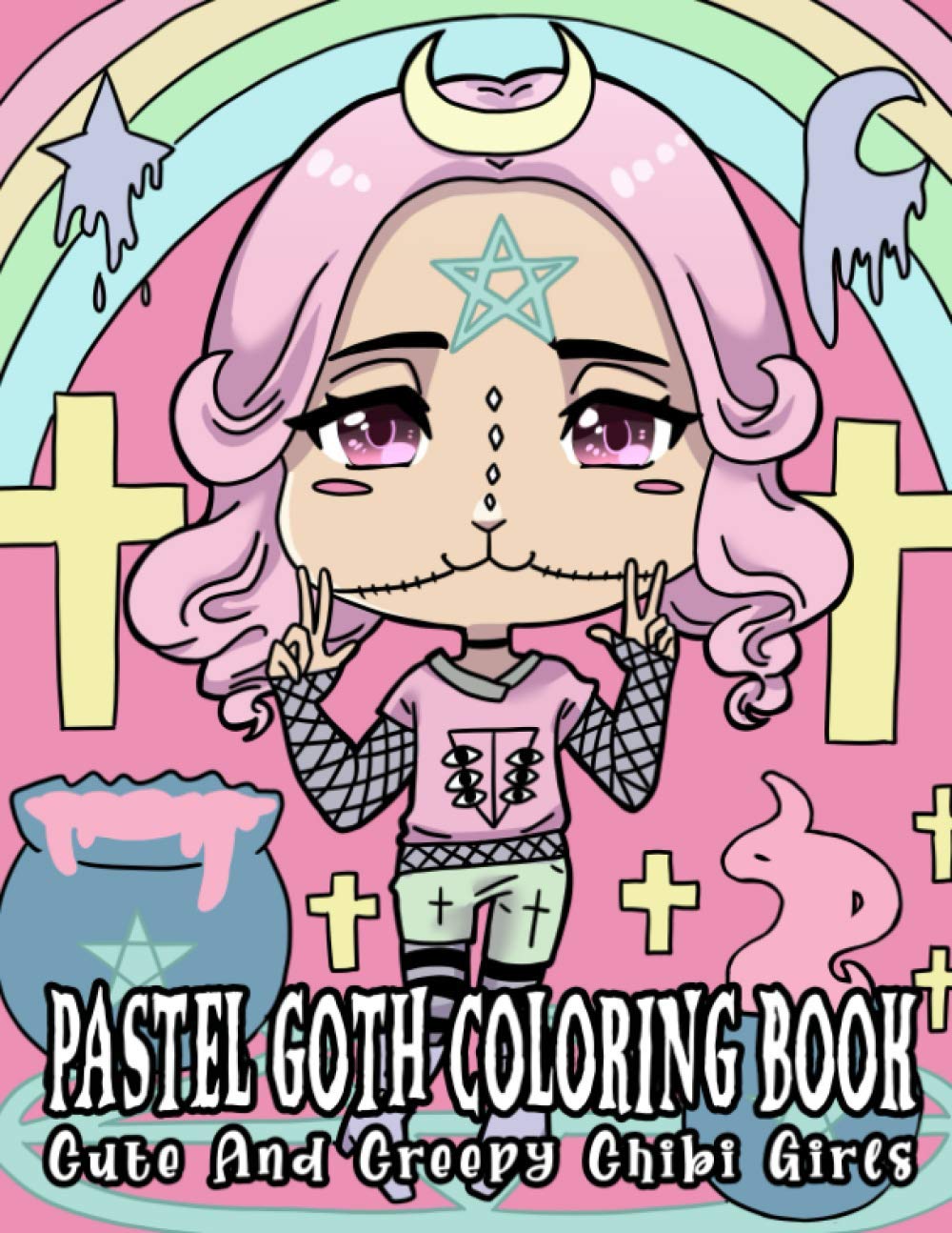 Pastel Goth Coloring Book: Cute And Creepy Chibi Girls: Kawaii Horror ...
