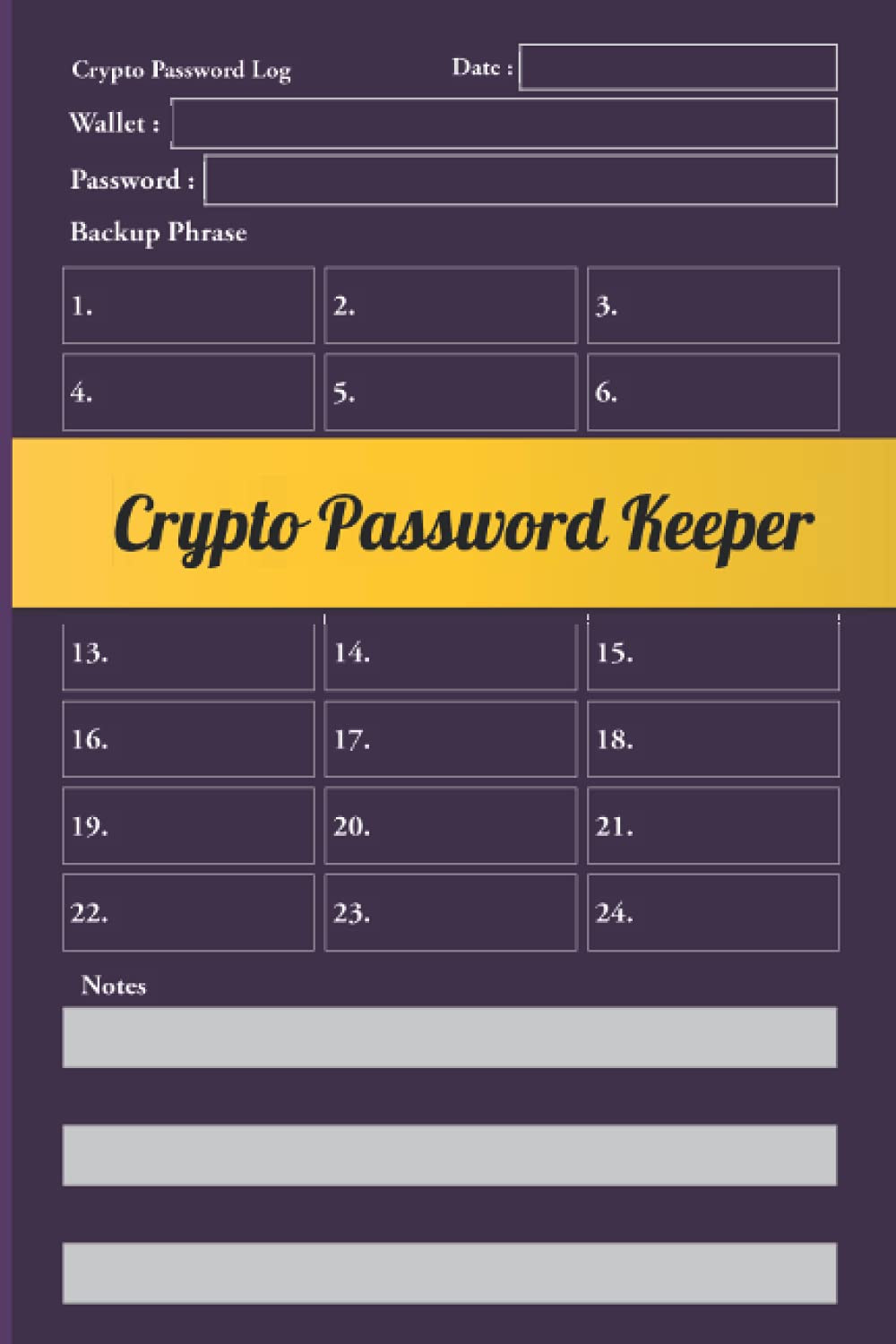 Crypto Password Keeper: Crypto Seed Phrase Storage Notebook For ...