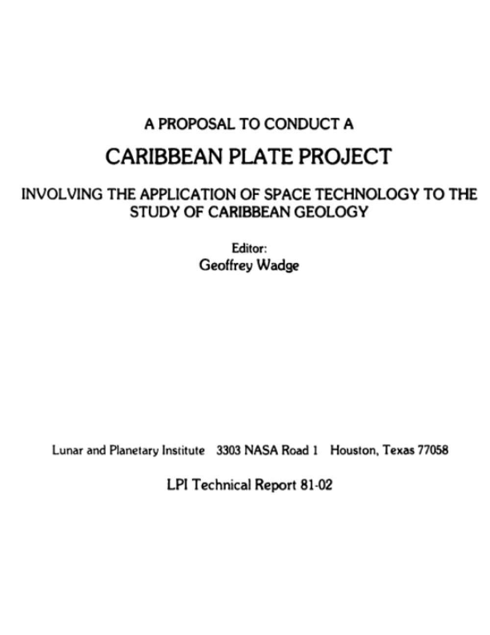 A Proposal to Conduct a Caribbean Plate Project Involving the ...