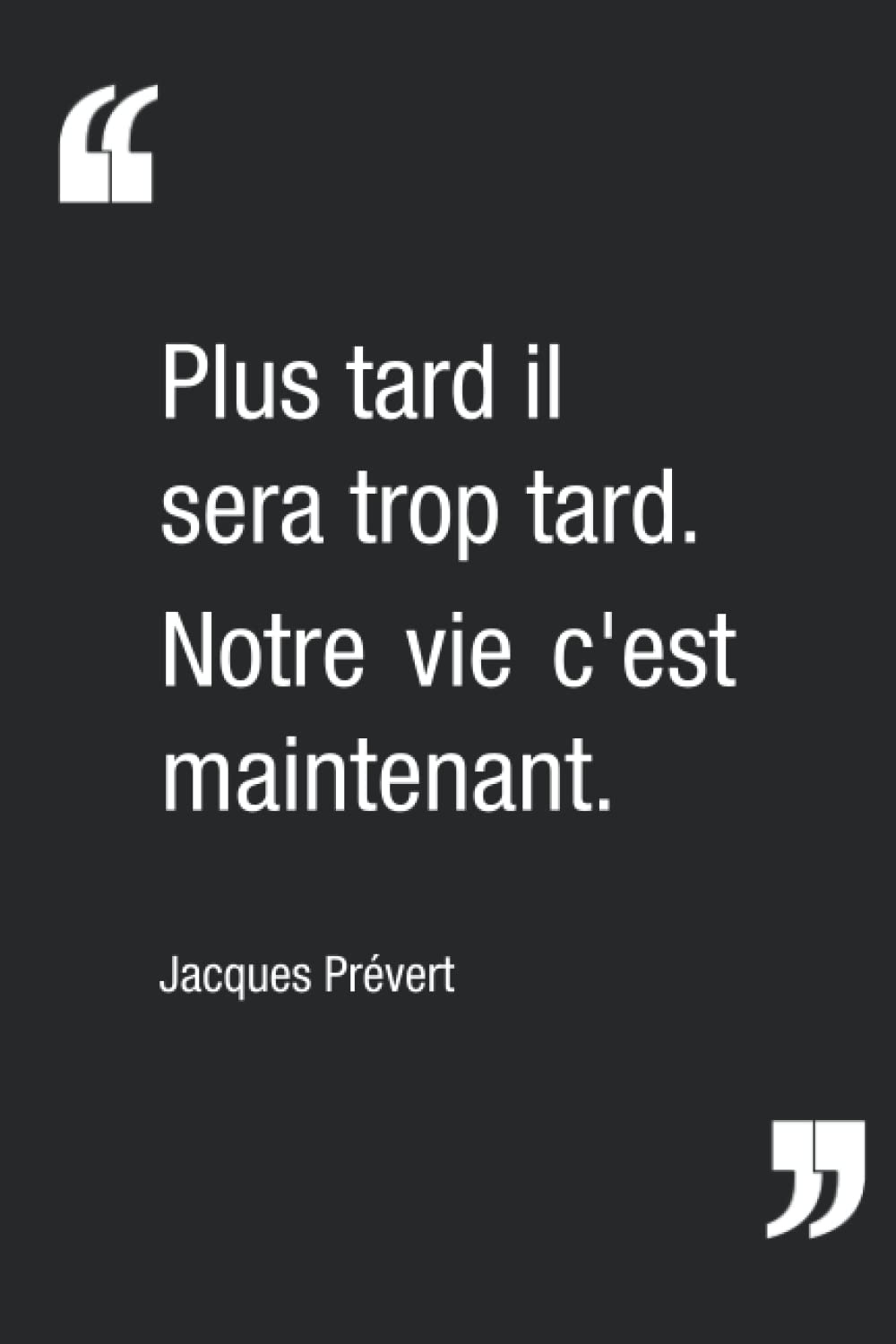 "Plus tard il sera trop tard. Notre vie c'est maintenant.", Jacques ...