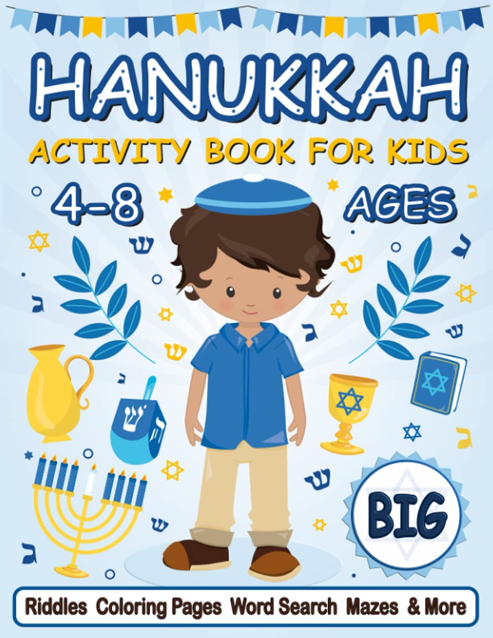 Big Hanukkah Activity Book for Kids 4-8 ages: 55+ Fun Hanukkah ...