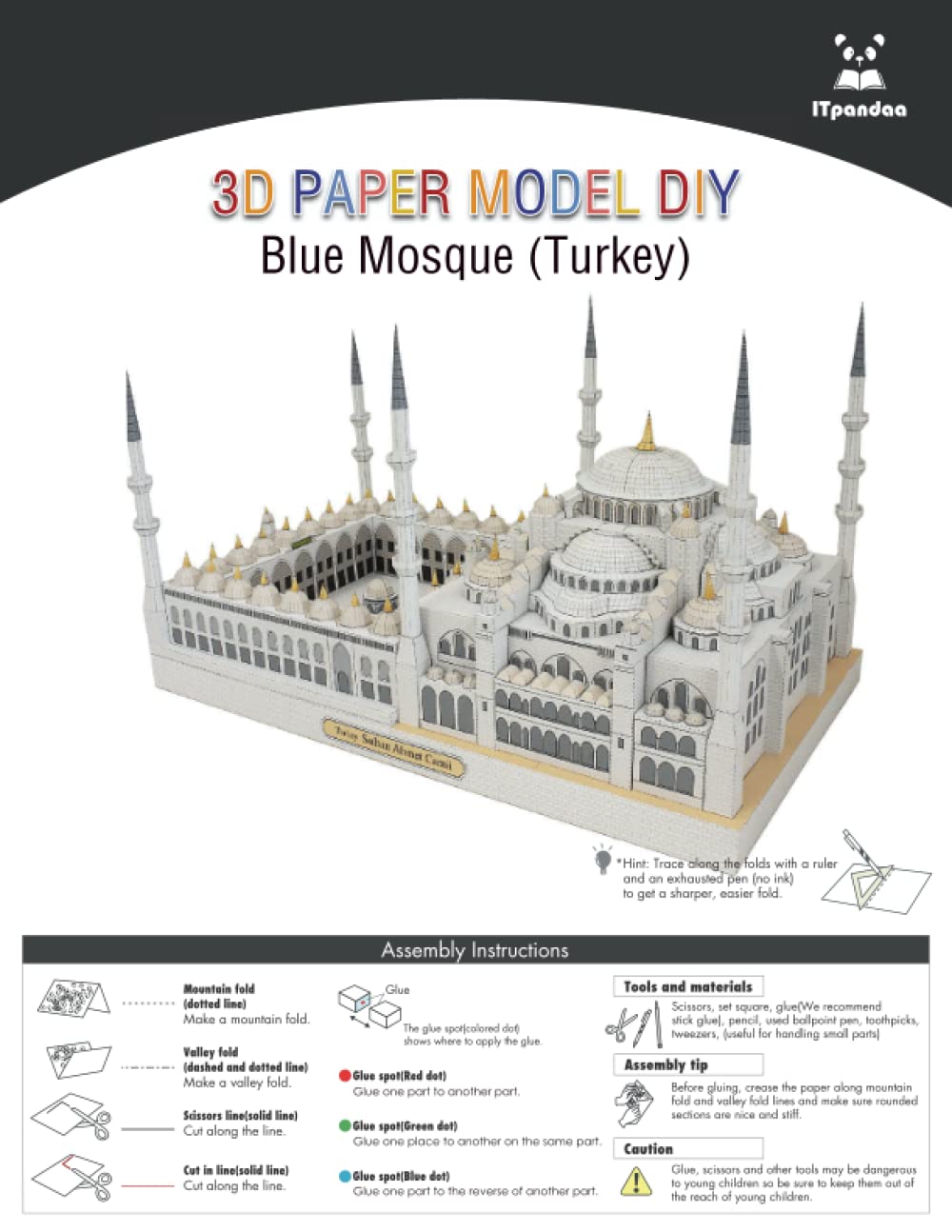 ITpandaa 3D Paper Model DIY [Blue Mosque] Papercraft for Adults and ...