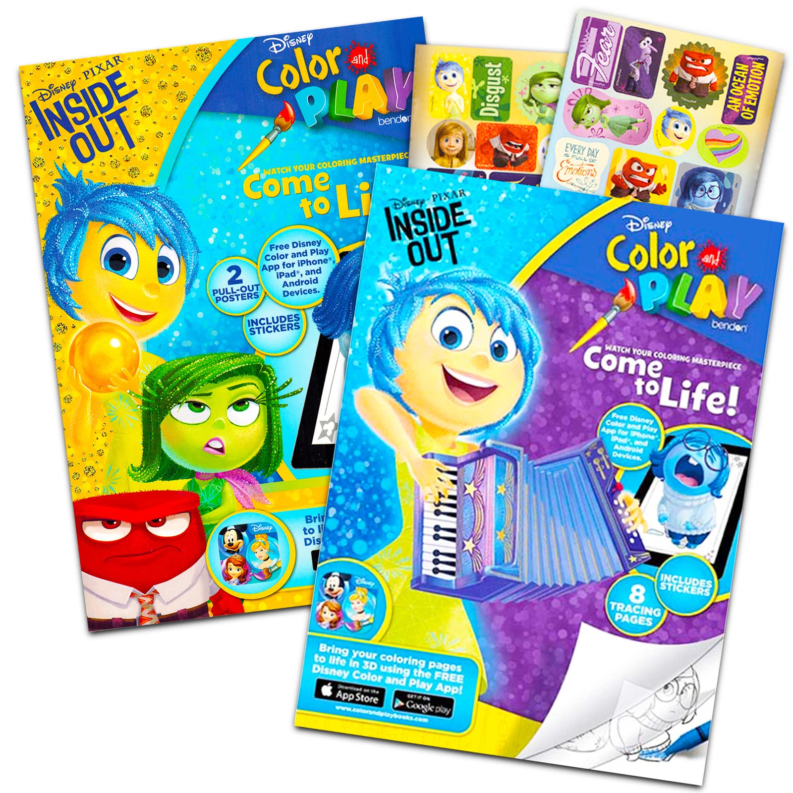 Disney Pixar Coloring Book Set for Kids - Bundle with 2 Inside Out ...