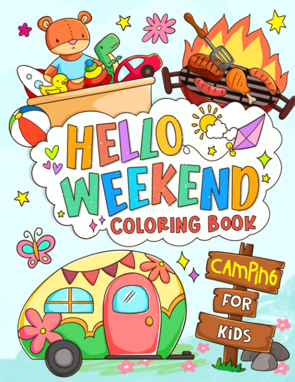 Hello Weekend Coloring Book For Kids: Easy & Simple Coloring Pages of ...