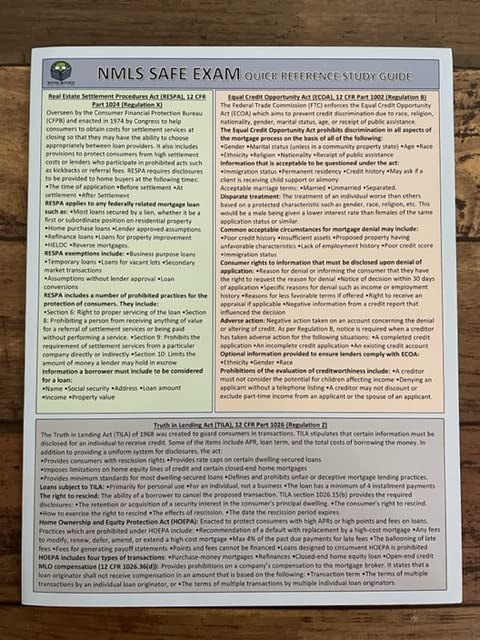 NMLS SAFE Exam Quick Reference Study Guide 2024 with access to 250 ...