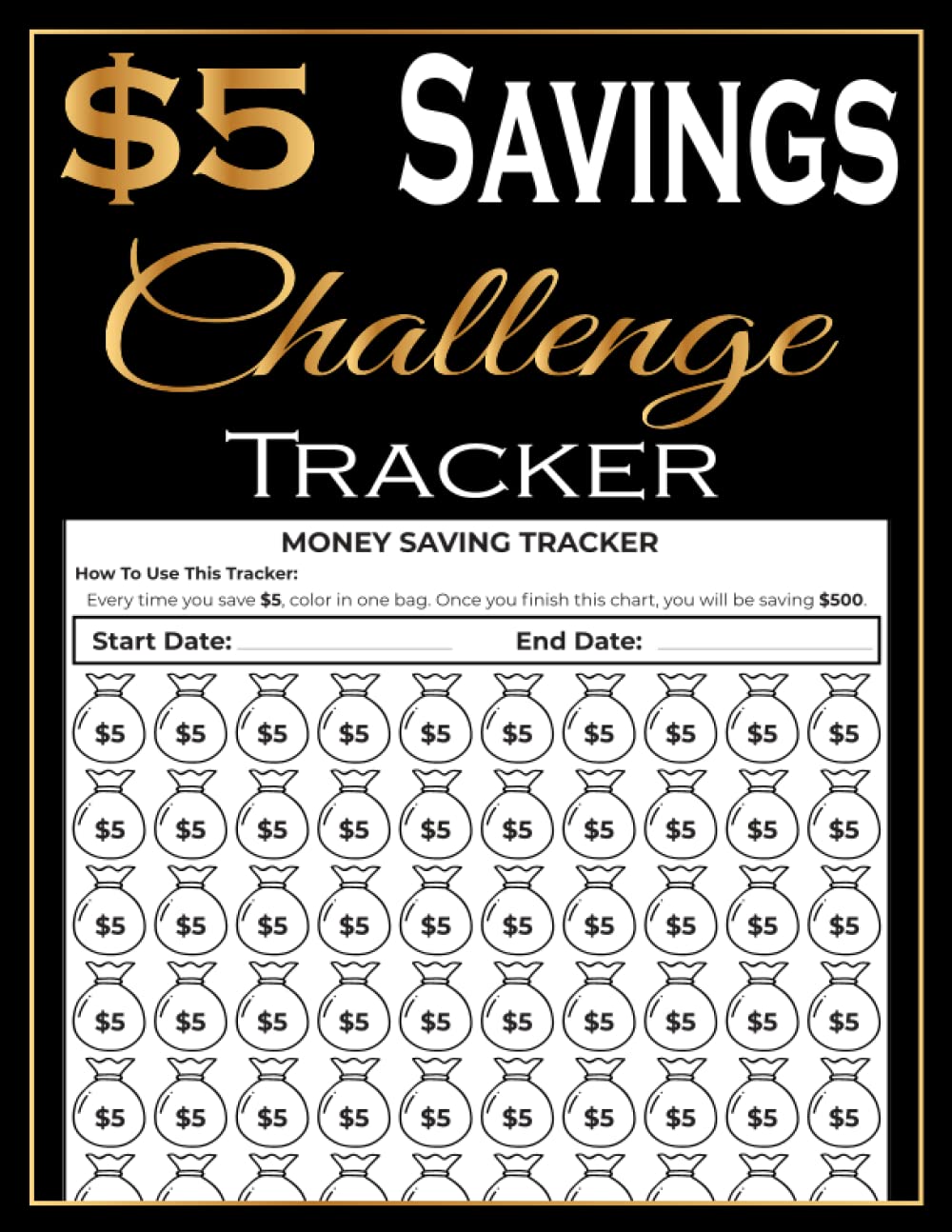 $5 Savings Challenge Tracker: Book of Savings Challenges With 100 Money ...