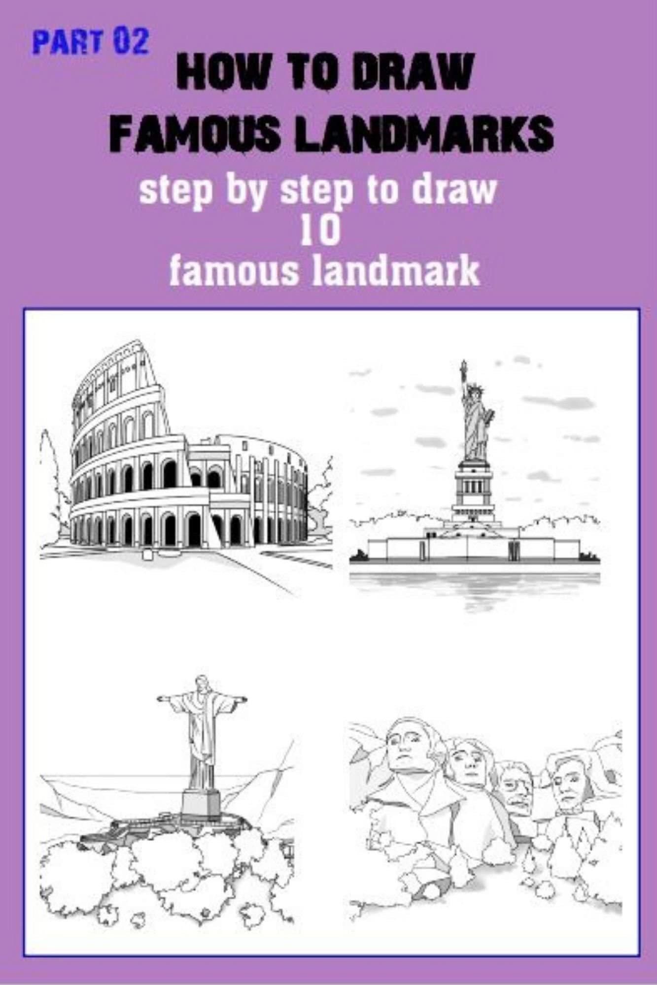 How to Draw Famous Landmarks 02: step by step to draw 10 famous ...
