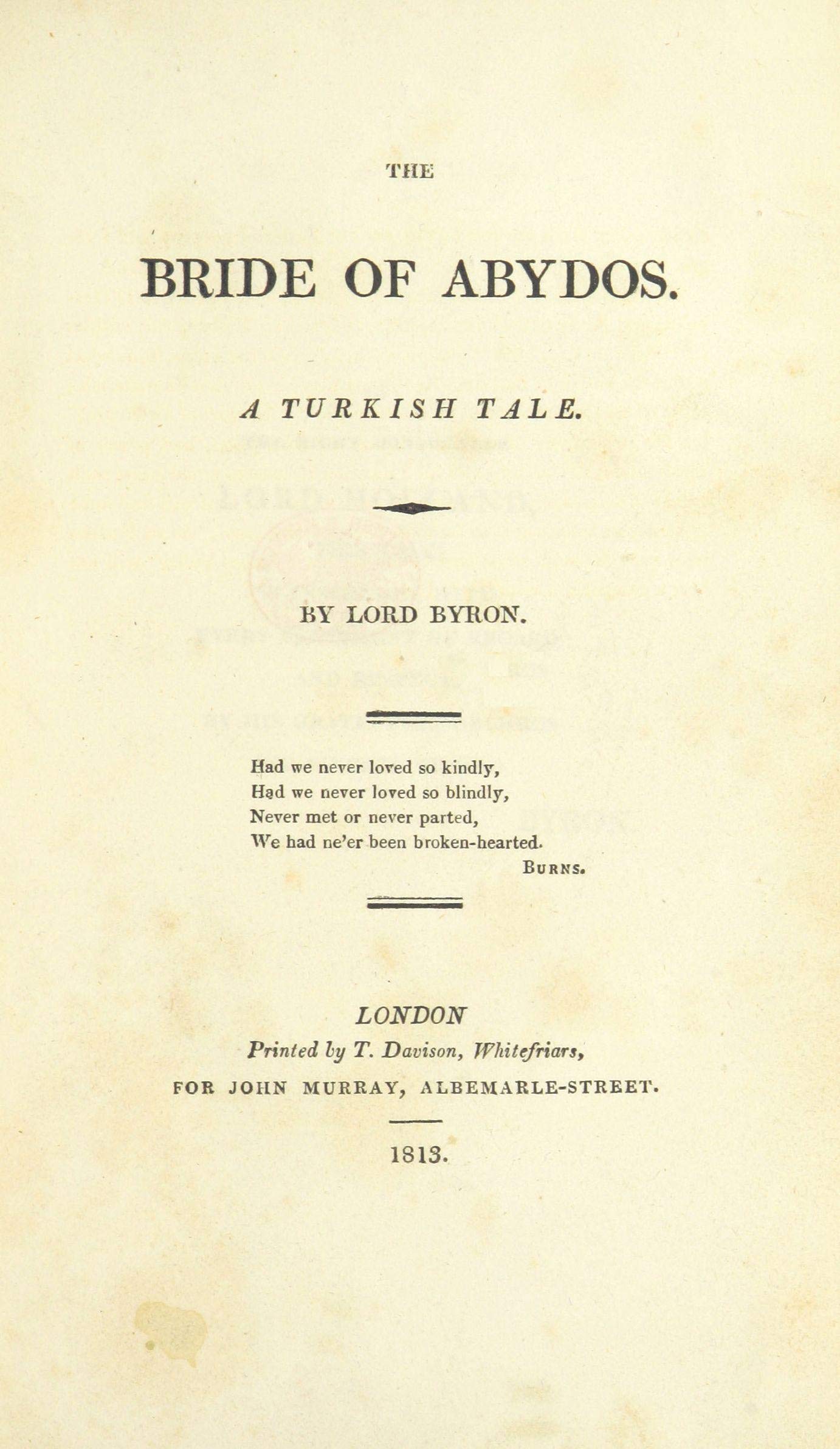 The Bride of Abydos. A Turkish Tale. by Lord Byron | Goodreads