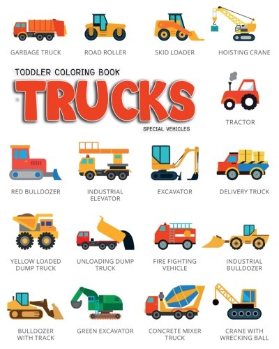 Toddler Coloring Book Trucks: Special Vehicles Cars coloring book for ...