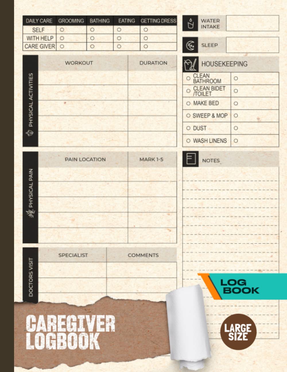 Caregiver LogBook: Medical Journal For Care Of The Elderly, Providing ...
