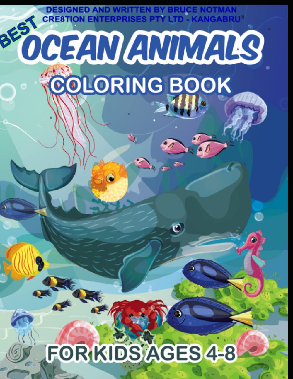 BEST OCEAN ANIMALS COLORING BOOK: FUN READ ALONG PAGES, HAND EYE ...