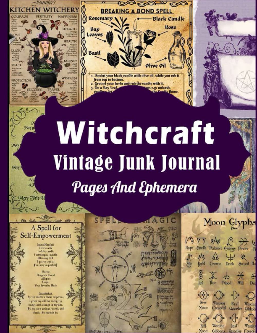 Witchcraft Vintage Junk Journal Pages & Ephemera: Grimoire & Witch ...
