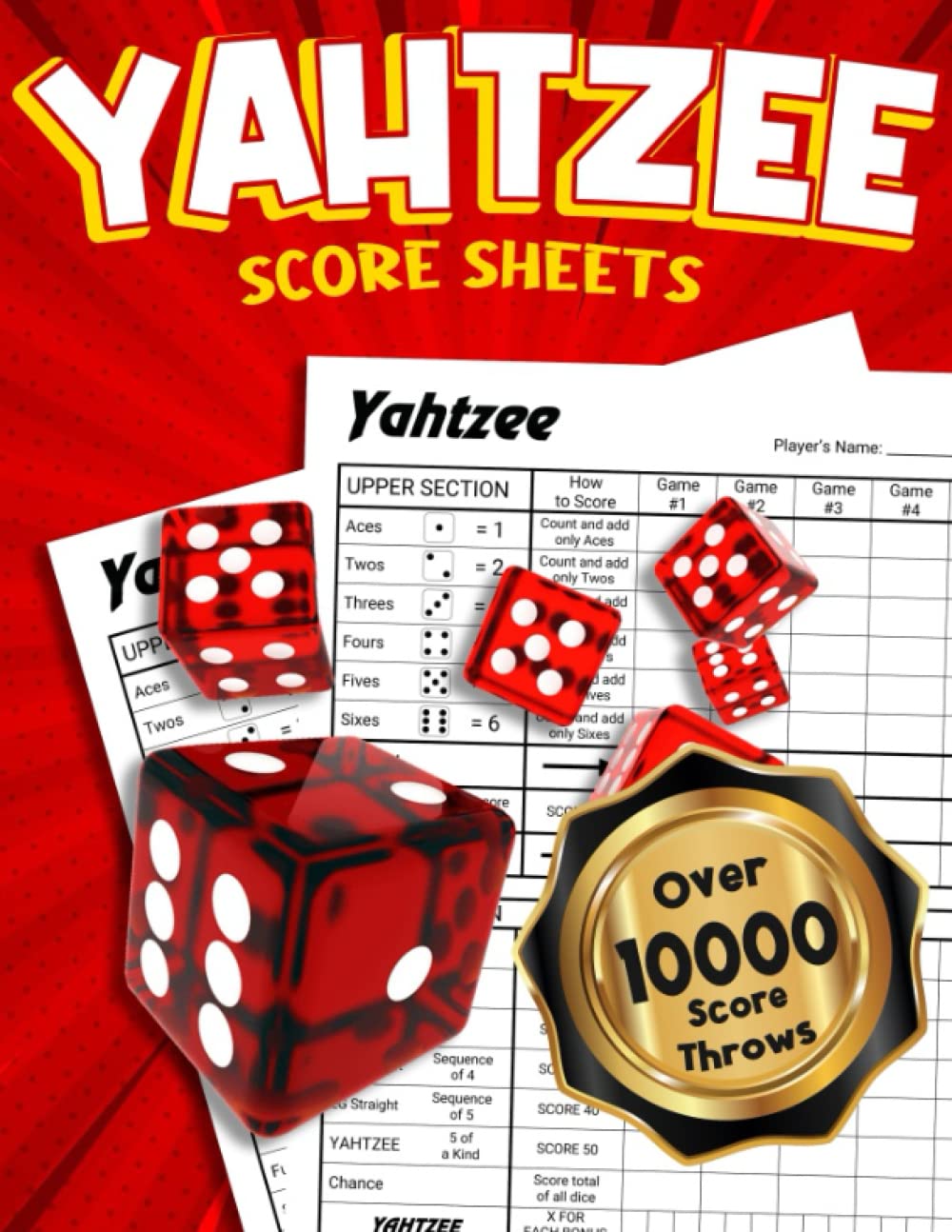 Yahtzee Score Sheets: Over 10000 Yahtzee Score Throws Large Print (8.5 ...