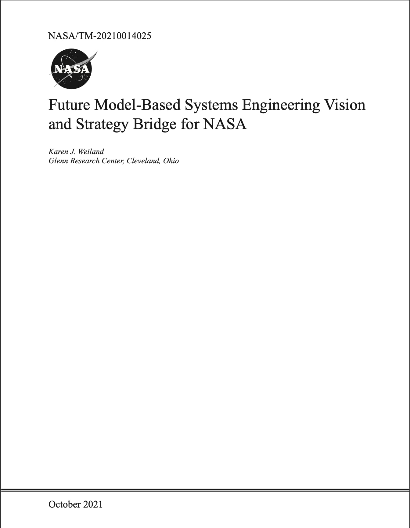 Future Model-Based Systems Engineering Vision and Strategy Bridge for ...