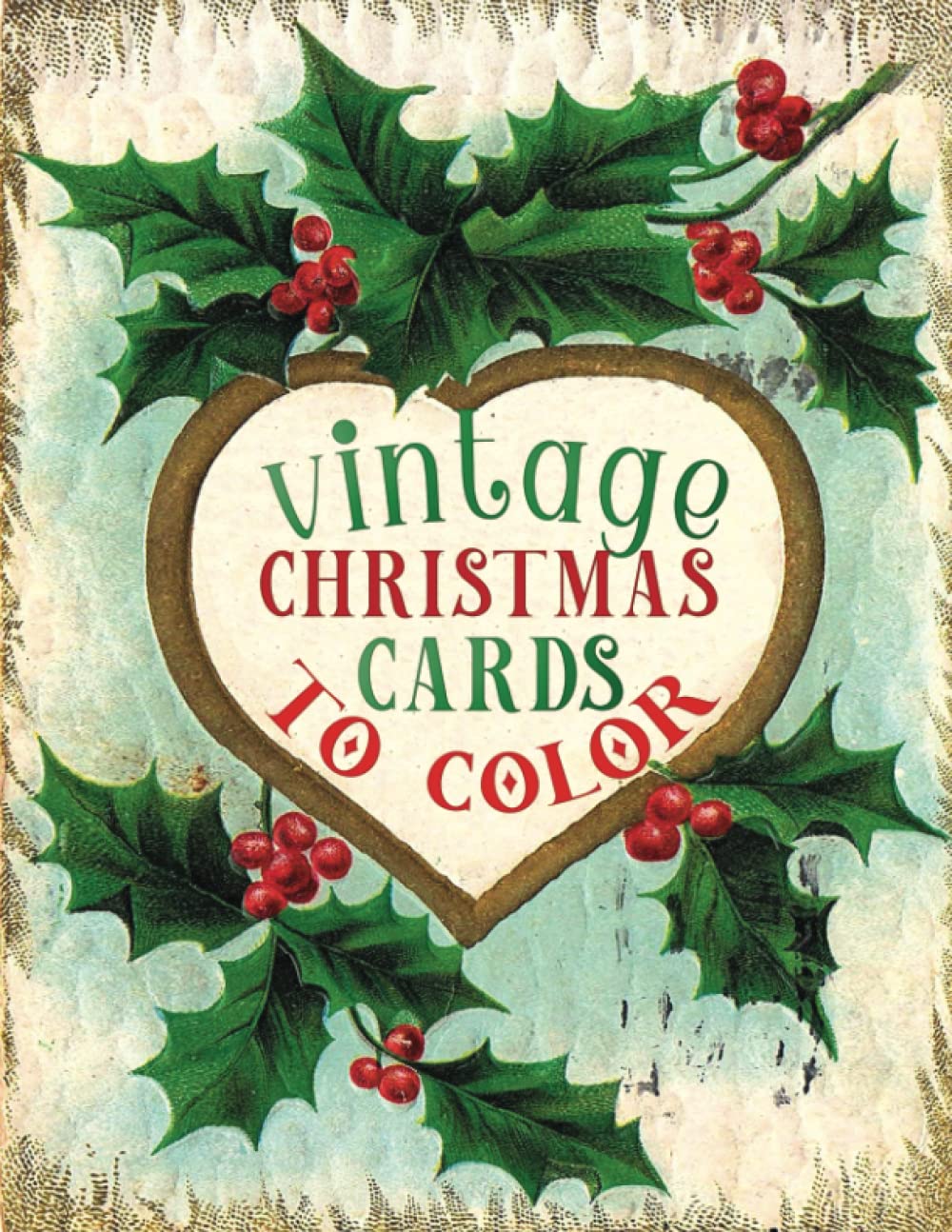 vintage christmas cards to color: A Vintage Grayscale coloring book ...