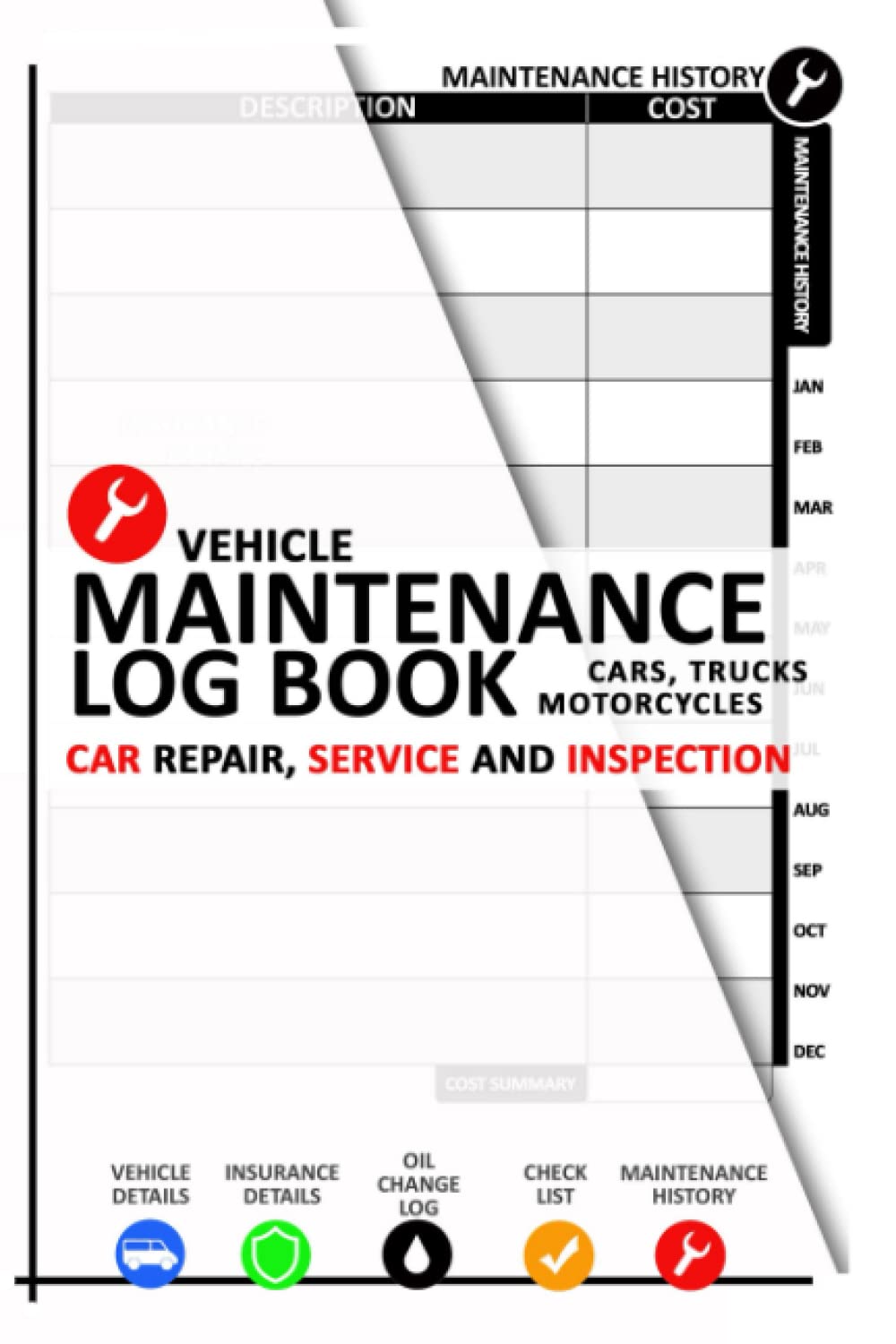Vehicle Maintenance Log Book Service Inspection And Repair Book For 