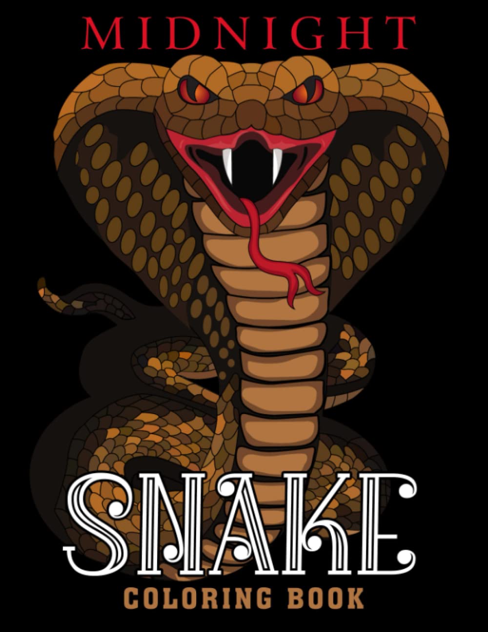 Midnight Snake Coloring Book: Beautiful And Relaxing On Black ...