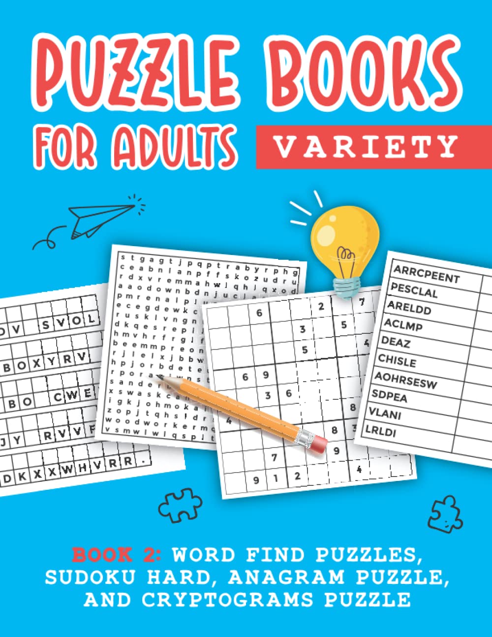 Puzzle Books for Adults Variety: Book 2: WordFind Puzzles, Sudoku Hard ...