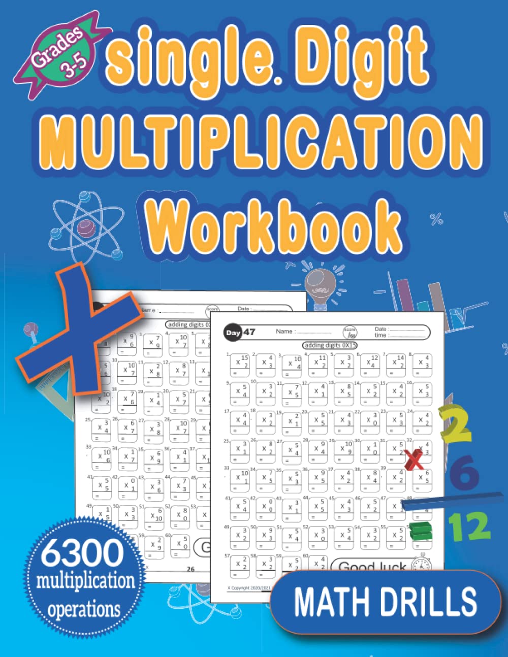 Math Drills single Digit multiplication Workbook: 100+ Practice Pages ...