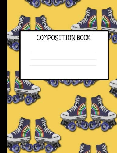 Retro Rainbow Roller Skates College Ruled Composition Notebook by ...