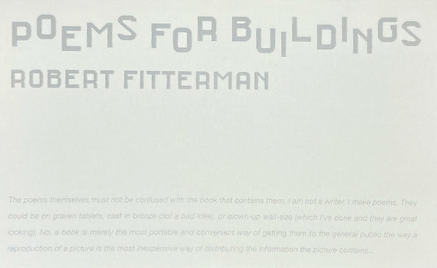 Poems for Buildings by Robert Fitterman | Goodreads