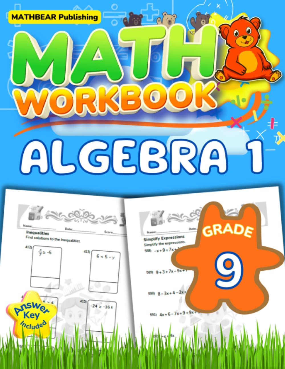 MathBear: Algebra 1 Workbook Grade 9: 9th Grade Algebra 1 Workbook ...