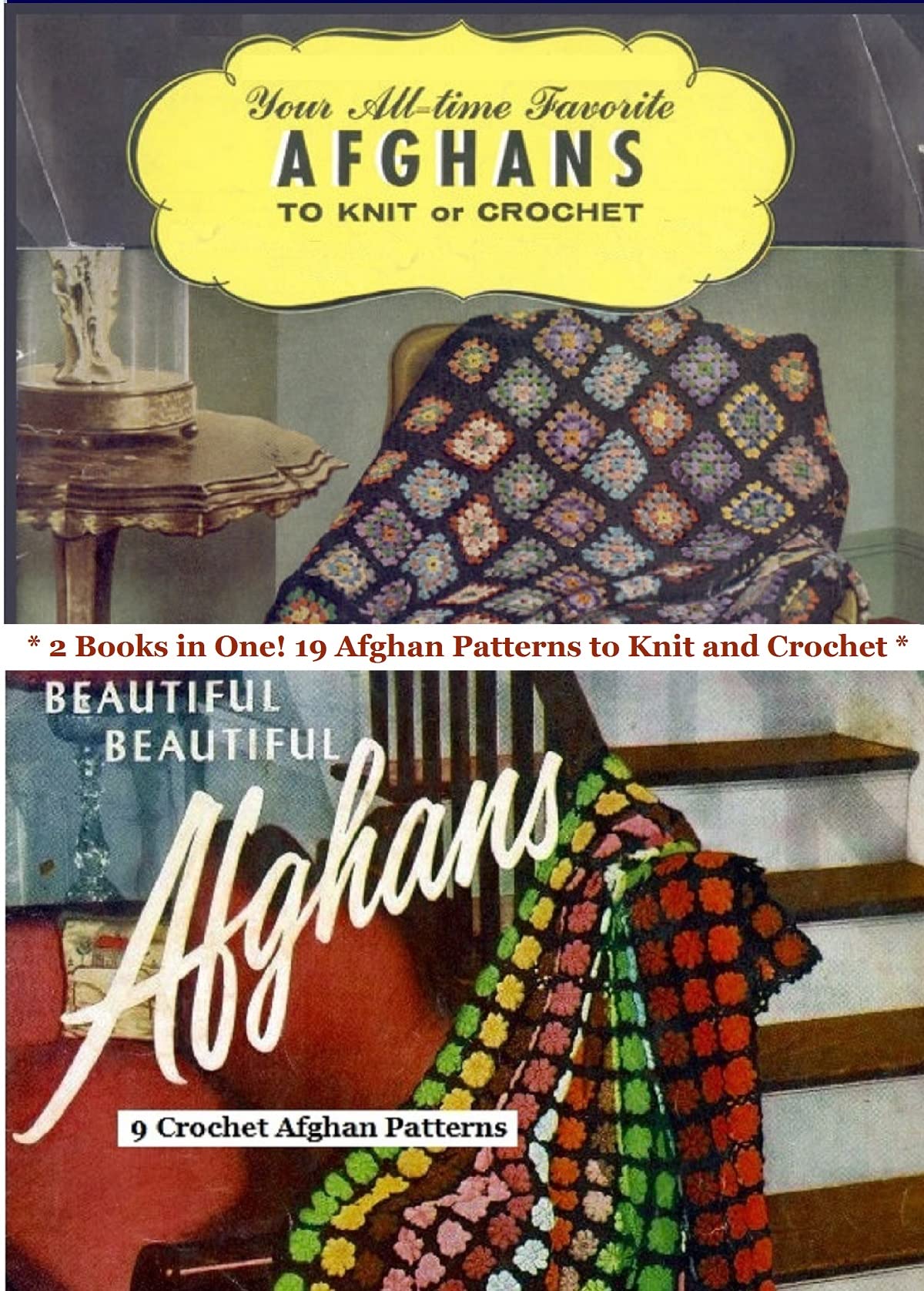 2 Afghan Pattern Books in One: 19 Knit and Crochet Afghan Patterns by ...
