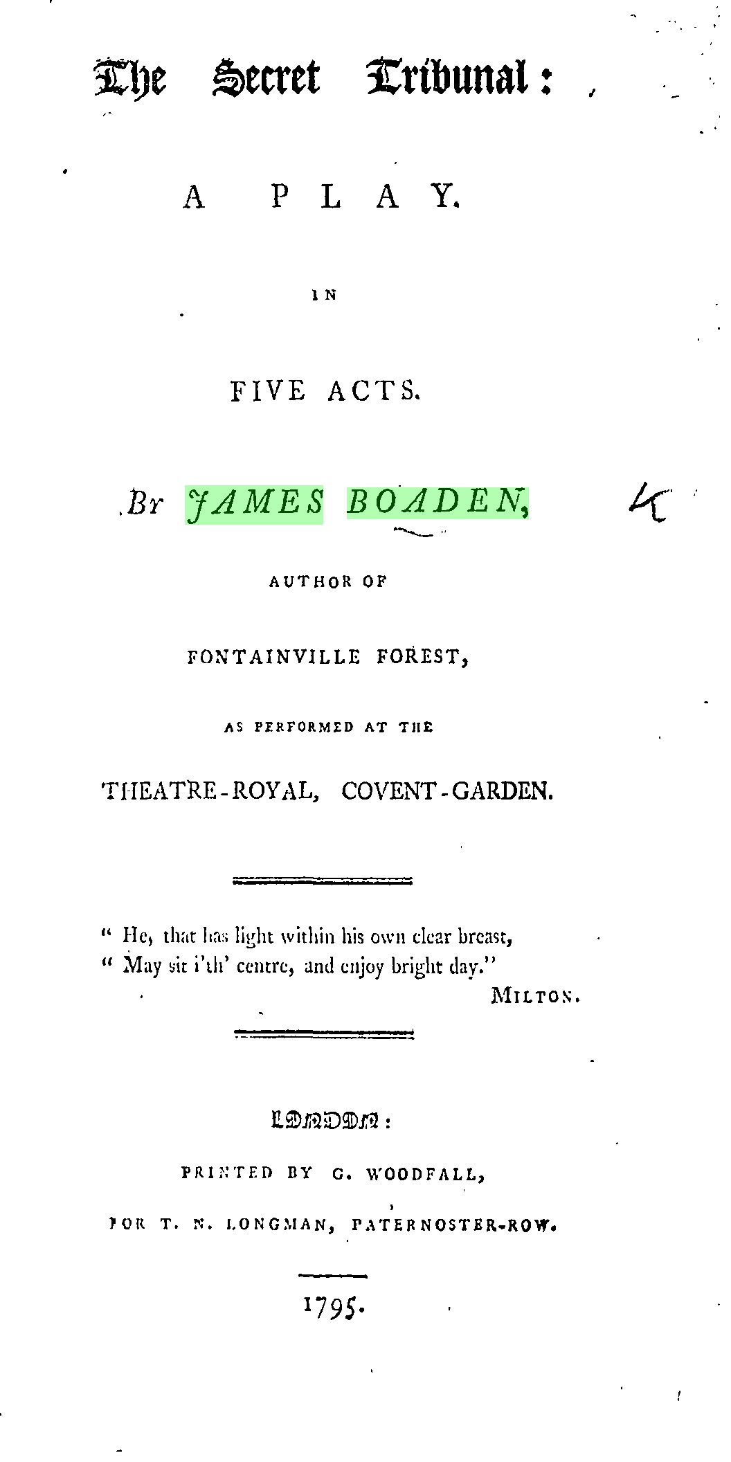 The Secret Tribunal: A Play, in Five Acts by James Boaden | Goodreads