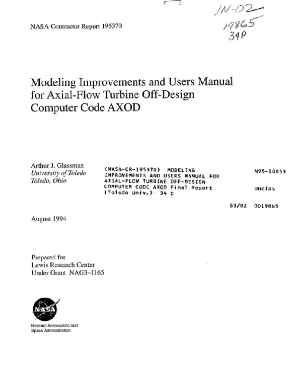 Modeling Improvements and Users Manual for Axial-Flow Turbine Off ...