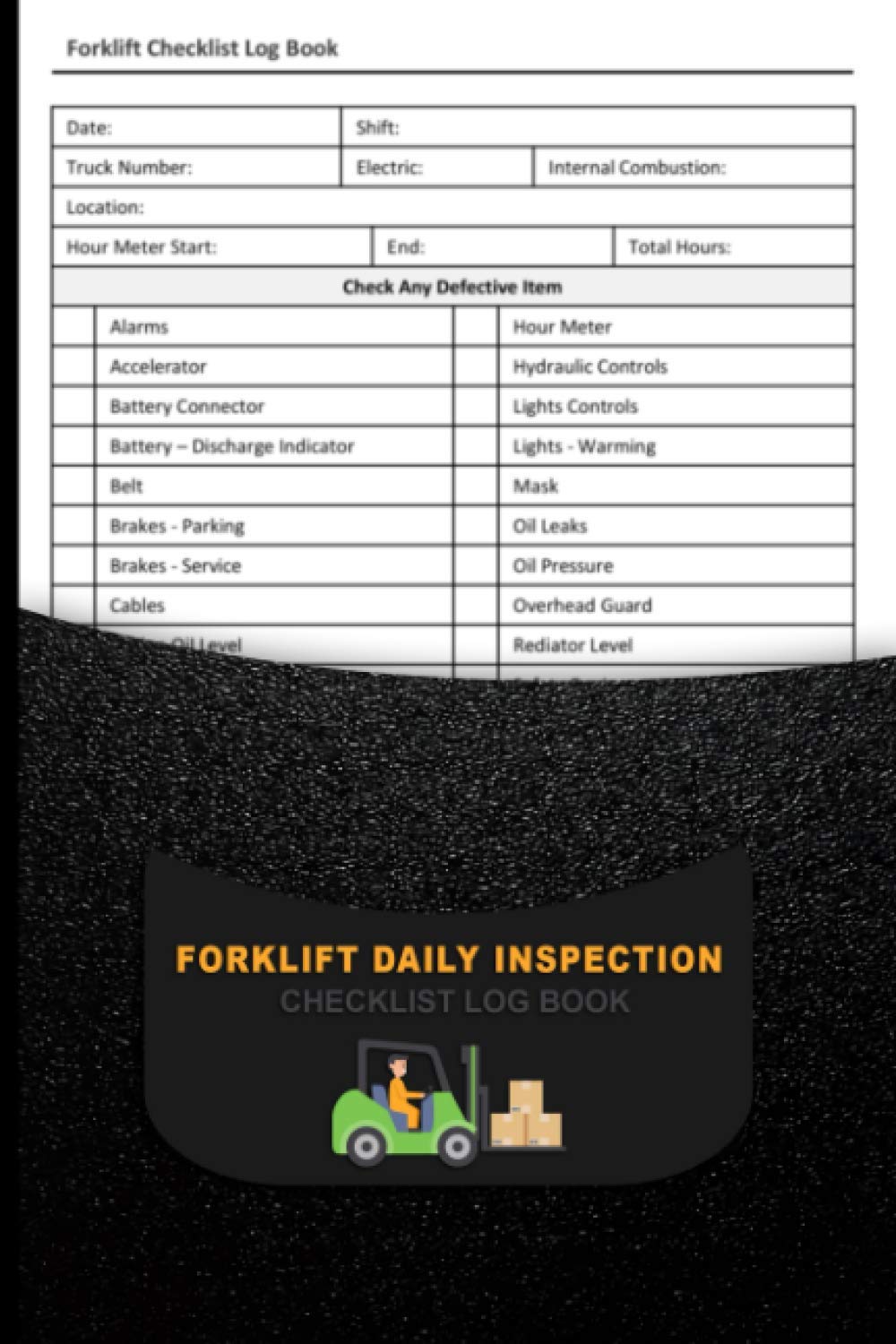 Forklift Daily Inspection Checklist Log Book: Forklift Checklist ...
