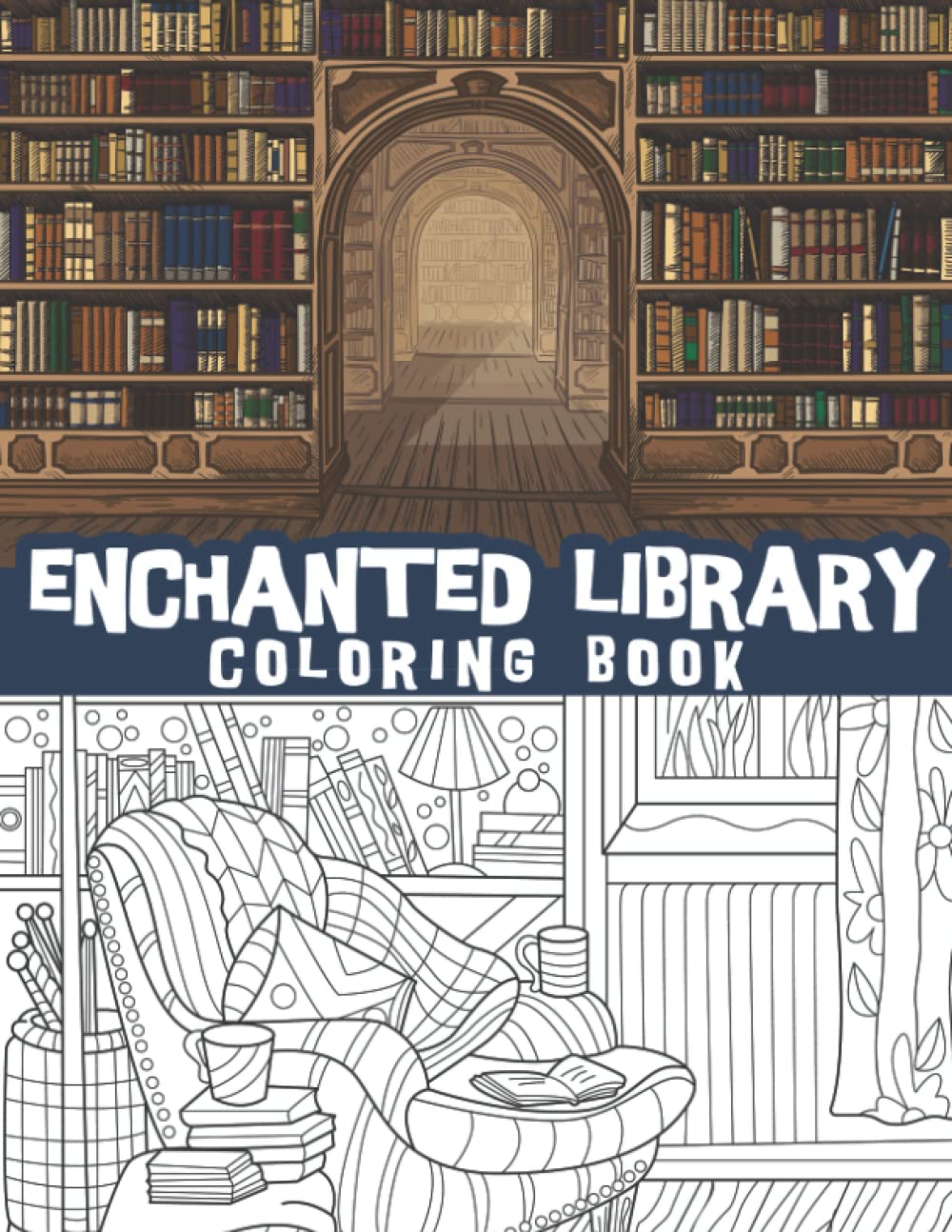 Enchanted library coloring book: Bookshelves, Old libraries, beautiful ...