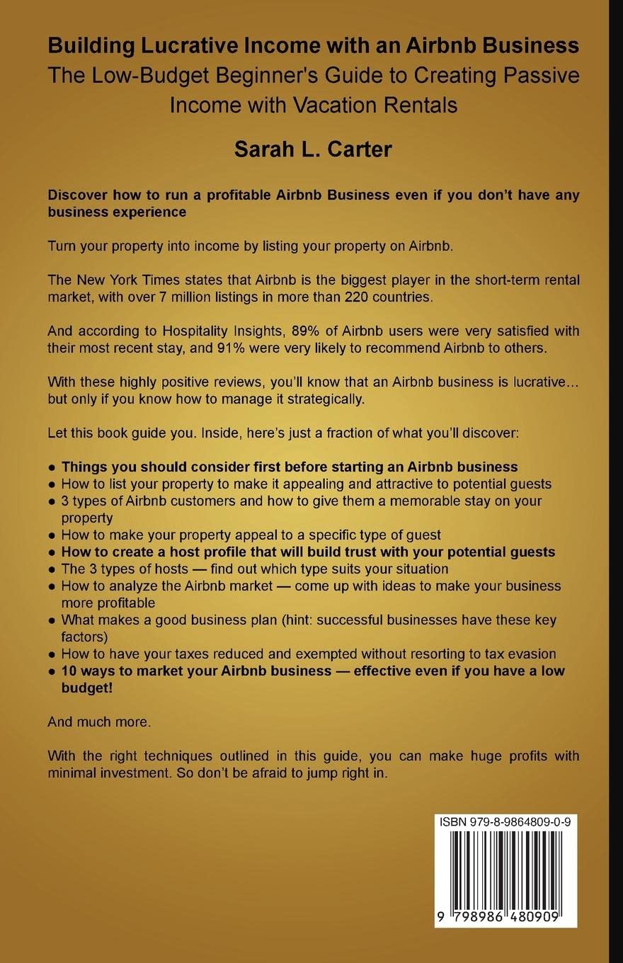 Building Lucrative Income with an Airbnb Business by Sarah L Carter ...