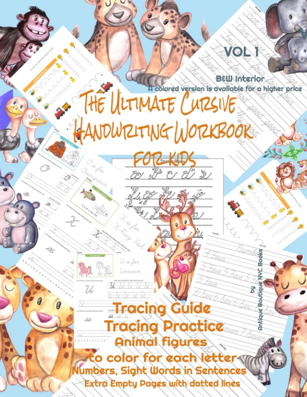 The Ultimate Cursive Handwriting Practice Workbook for Kids / Animals ...