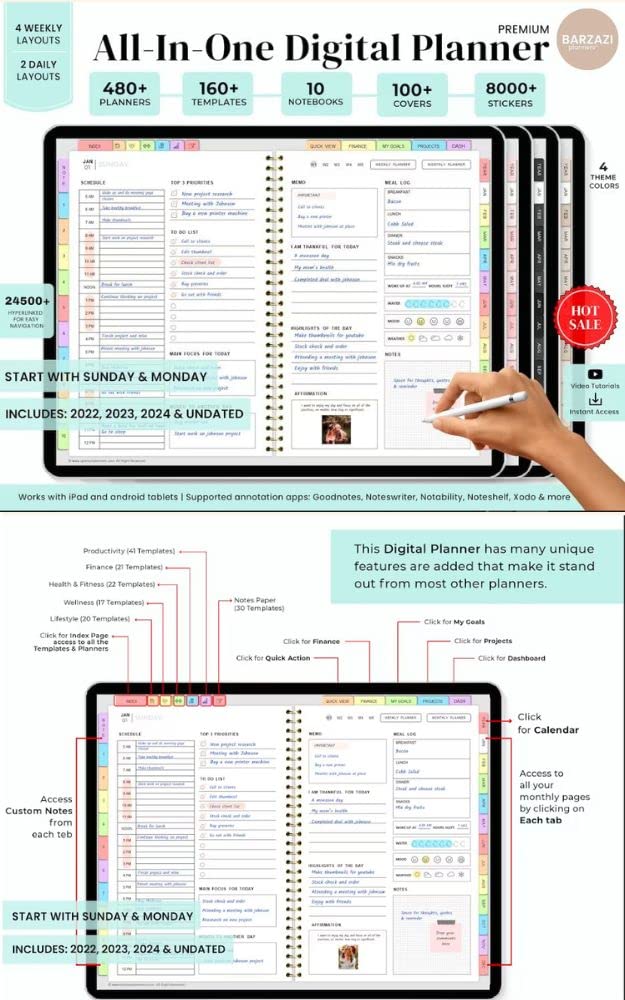 2023 Digital Goodnotes Planner for iPad -2024, Goodnotes Planner, Daily ...