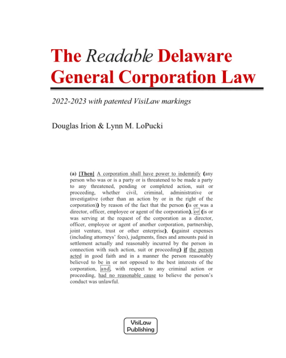 The Readable Delaware General Corporation Law: 2022-2023 with patented ...