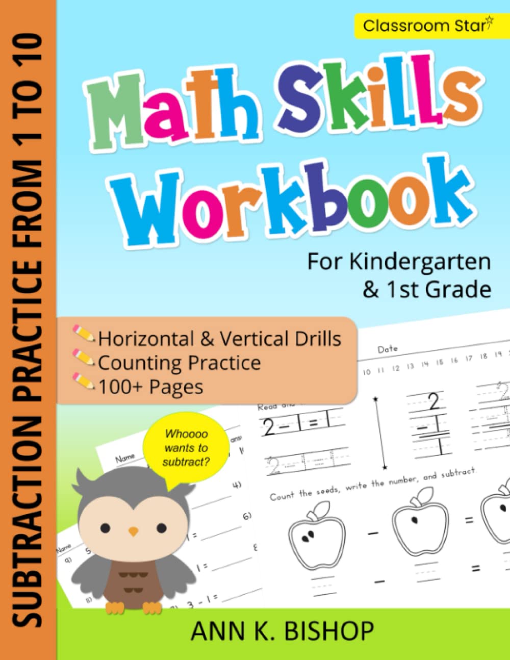 Math Skills Workbook For Kindergarten & 1st Grade: Subtraction Practice ...