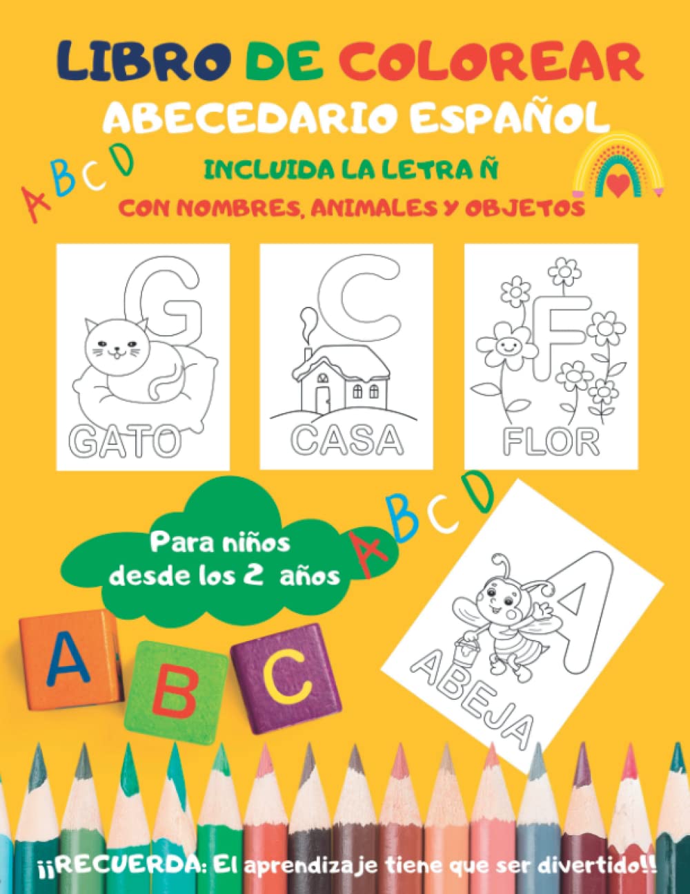 Libro de colorear el abecedario español, incluido la letra Ñ, para ...