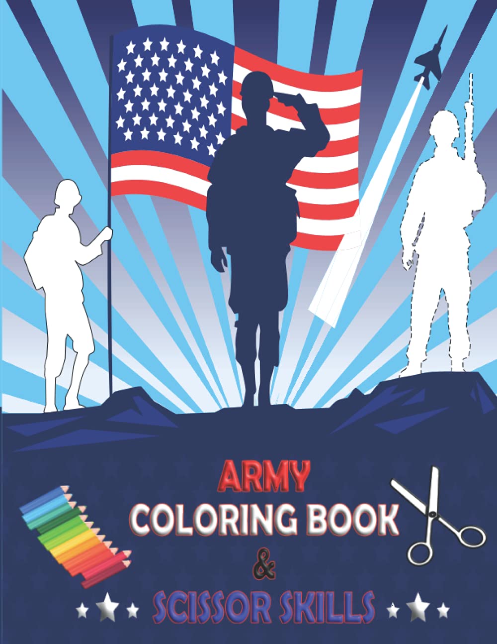 Army Coloring Book And Scissor Skills: For Kids | Soldiers Vehicles ...