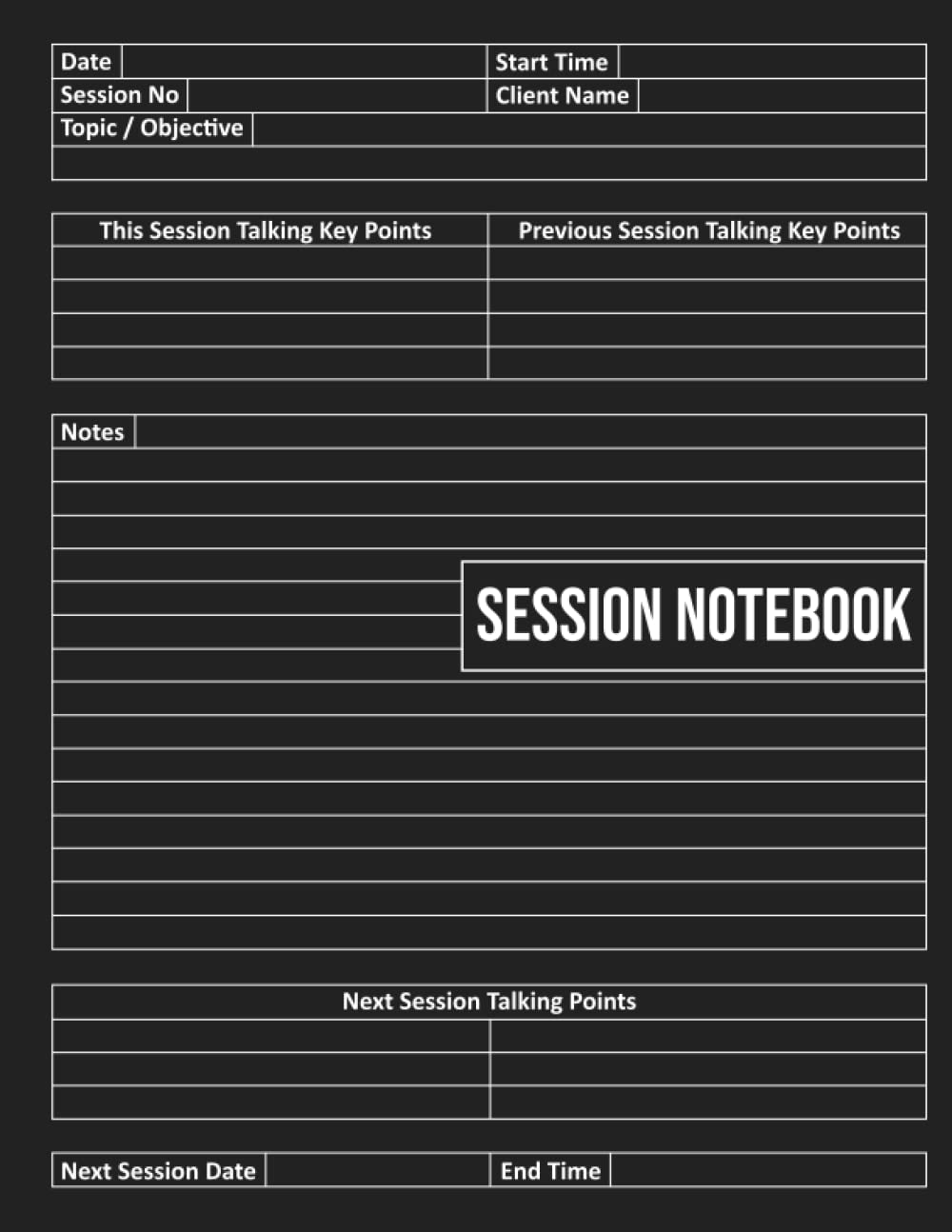 Session Notebook: Session Notes Notebook for Therapists and Counselors ...