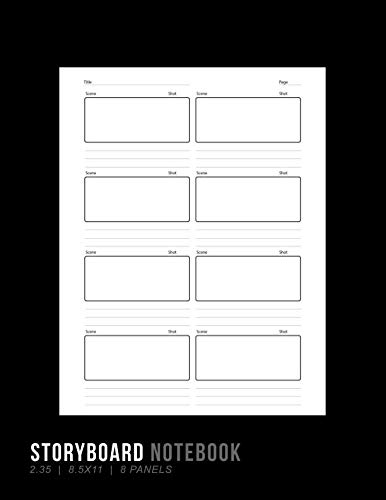 Storyboard Notebook 2.35 8.5x11 8 Panels: Widescreen Storyboard Panel ...